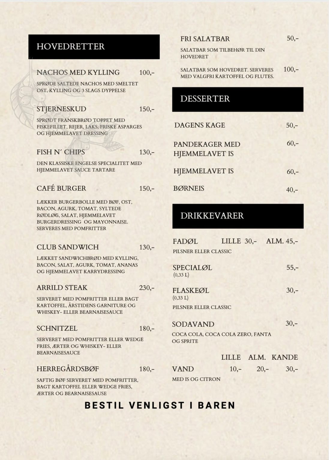 Menukort - Arrild Ferieby Camping